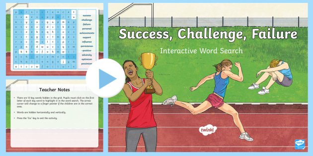 Success, Challenge, Failure Interactive Word Search
