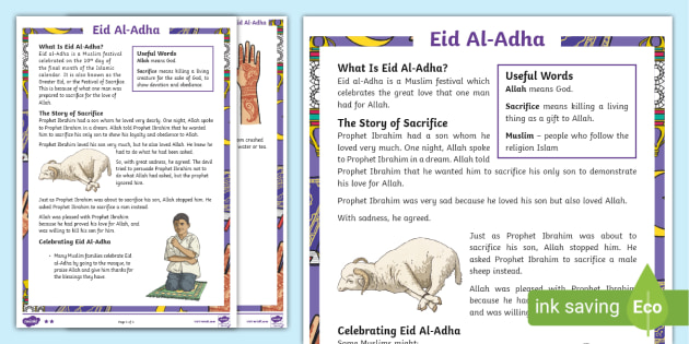LKS2 Eid Al-Adha Differentiated Reading Comprehension