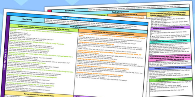 Curriculum Reading Prompt Questions Grid KS2 (teacher made)