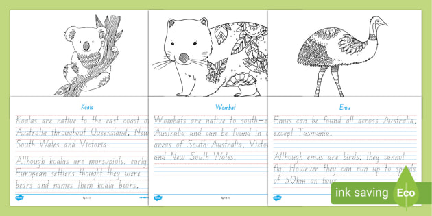 1-2 Australian Animals Handwriting and Mindfulness Booklet