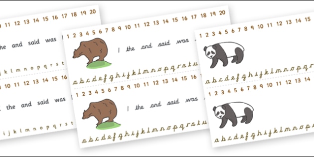 Combined Alphabet and Number Strips (Bears) (teacher made)