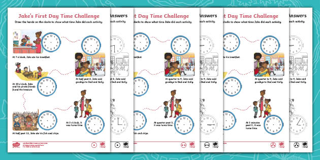 Jake's First Day Time Challenges Differentiated Worksheets