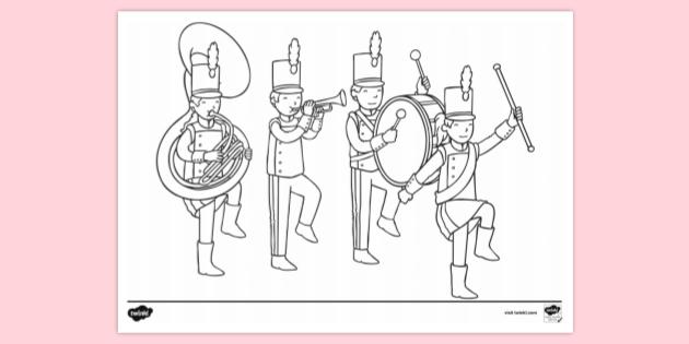 FREE! - Mardi Gras Marching Band Musicians Colouring Sheet