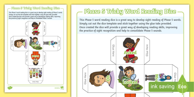 Phase 5 Tricky Word Dice (teacher made)
