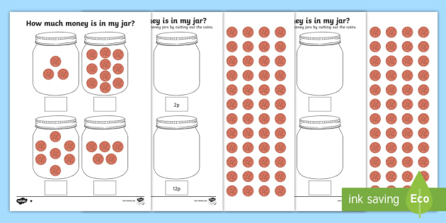 How Much Money Is in My Jar? Counting in 2s Activity Sheets