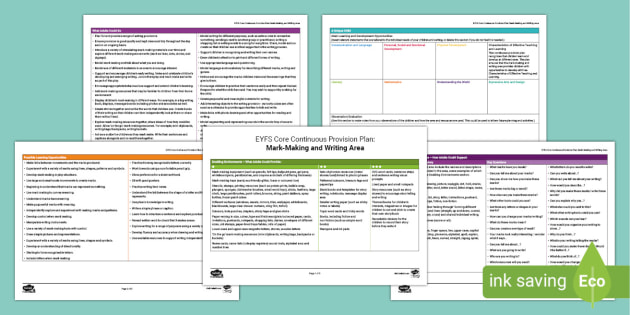 EYFS Mark-Making Writing Area Core Continuous Provision Plan