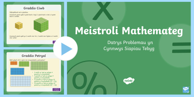 Pŵerbwynt Meistroli Mathemateg Datrys Problemau yn Cynnwys Siapiau Tebyg