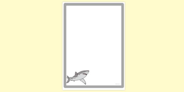 FREE! - Great White Shark Page Border | Page Borders | Twinkl