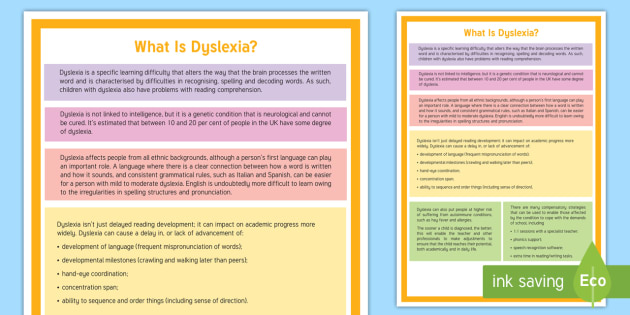 What Is Dyslexia? A4 Display Poster | Twinkl (teacher made)