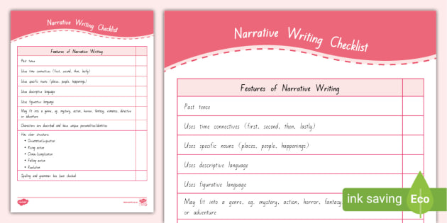 Level 3 Writing - Narrative Writing Checklist (teacher made)