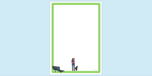 FREE! - Simple Blank Park Bench and Dog Walker Page Border | Twinkl