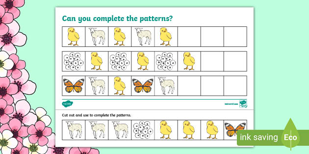Spring Complete the Pattern Worksheet