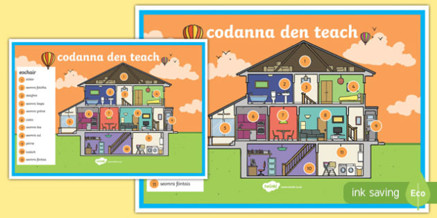 House in Irish | Codanna den Teach | Gaeilge | Twinkl