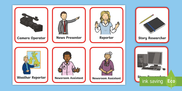 Newsroom Role Play Badges - Press Pass Template