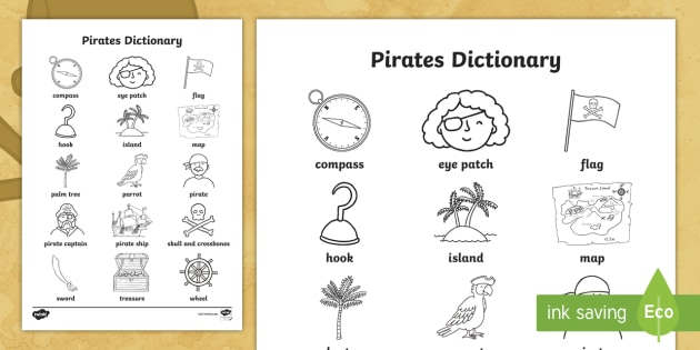 Pirates Dictionary Colouring Sheet (teacher made)