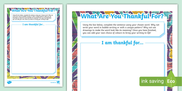 Thankfulness Word Design Activity Sheet