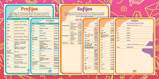 Prefijos Y Sufijos Ejercicios