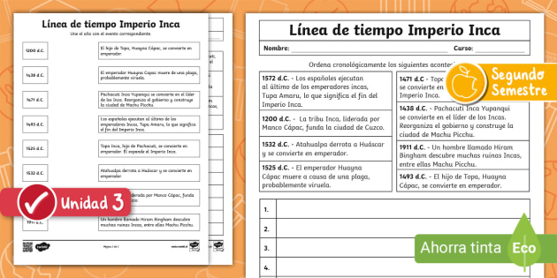 Hojas De Trabajo Incas