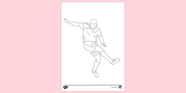 FREE! - Footballer Colouring Sheet - Twinkl Resources