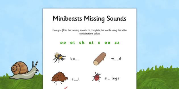 Minibeast Missing Sounds Worksheet