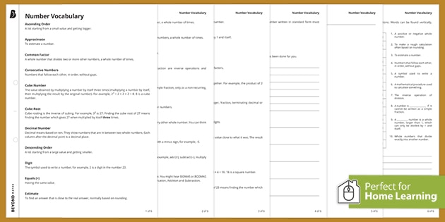 👉 Number Vocabulary - Home Learning | KS3 Maths | Beyond