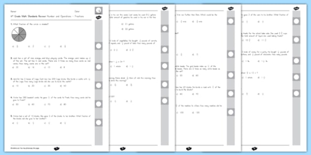 Fourth Grade Fractions Review Pack (teacher made)