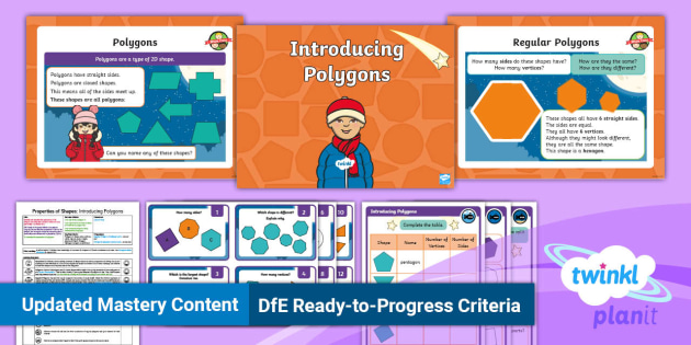 Y2 Describe 2D Shapes Polygons Planit Maths Lesson 2
