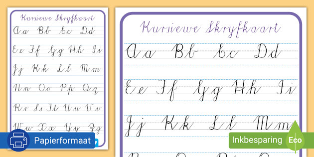 SA Kursiewe Skryfkaart - Hoof en Kleinletters (teacher made)