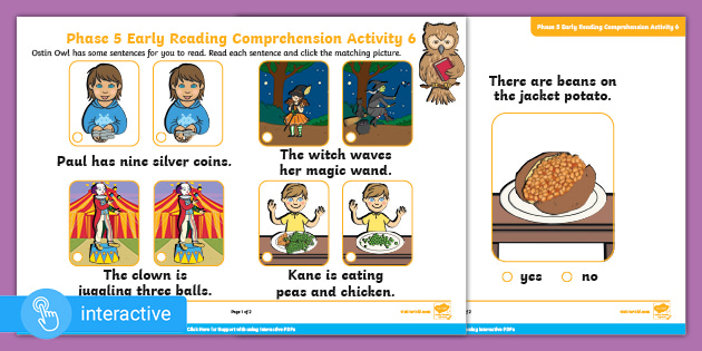 Interactive PDF: Phase 5 Early Reading Comprehension Activity 6