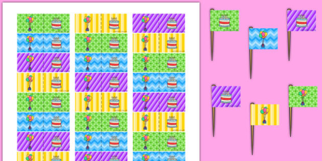 8th Birthday Party Toothpick Flags (teacher made)