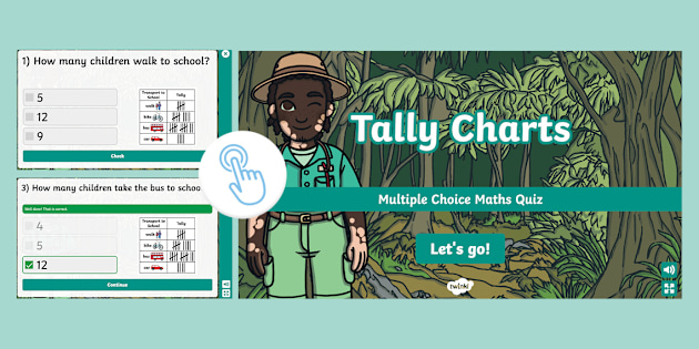 Interpret and Read Data from Tally Charts KS1 Multiple Choice Maths Quiz