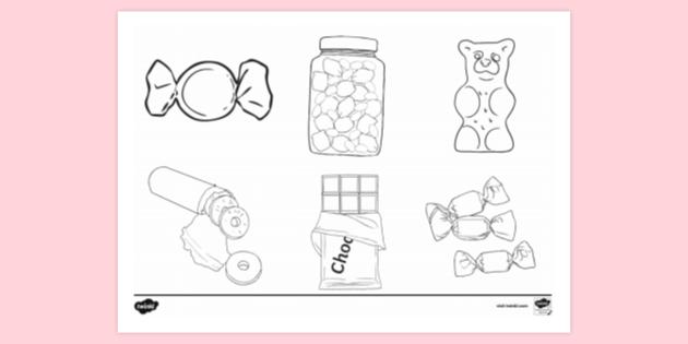 FREE! - Colouring Page of Sweets - KS1 Resources - Twinkl