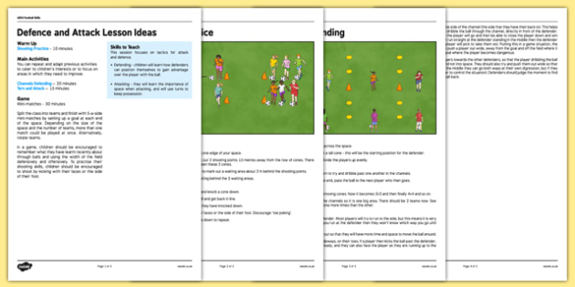 UKS2 Football Skills 7 Defence and Attack Lesson Pack