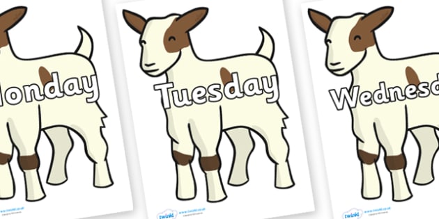 FREE! - Days of the Week on Baby Goats (teacher made)