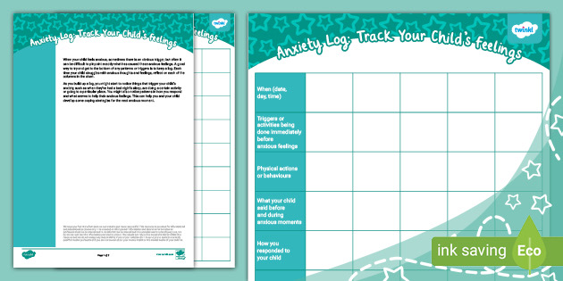 Anxiety Log: Track Your Child's Feelings (Teacher-Made)