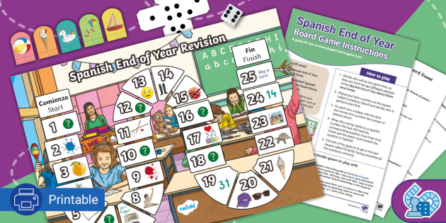 👉 Spanish: Year 3 Revision Board Game (teacher made)