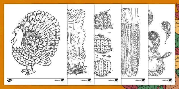 Thanksgiving Mindfulness Coloring Sheets | Twinkl