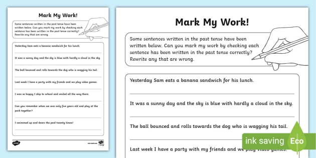Mark My Work! Past Tense,past tense (teacher made)