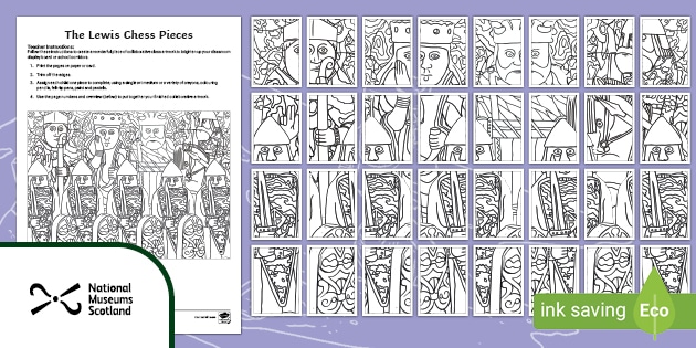FREE! - The Lewis Chess Pieces Collaborative Colouring Activity