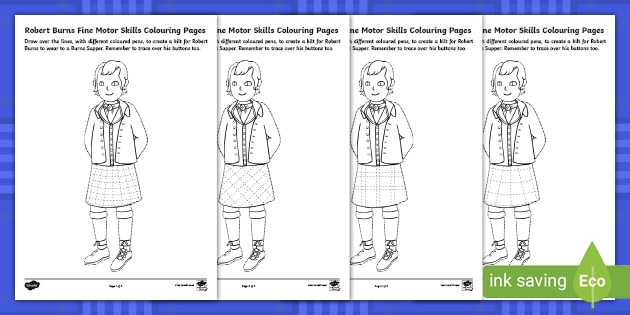 Robert Burns Fine Motor Skills Colouring Pages