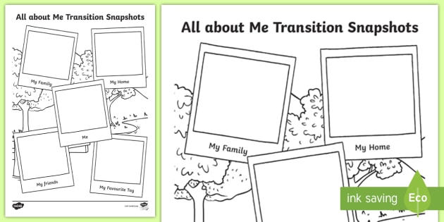 All about Me Transition Snapshots Worksheet (teacher made)