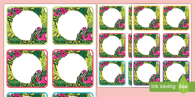 Tropical Flamingo Tote Tray Labels (Teacher-Made)