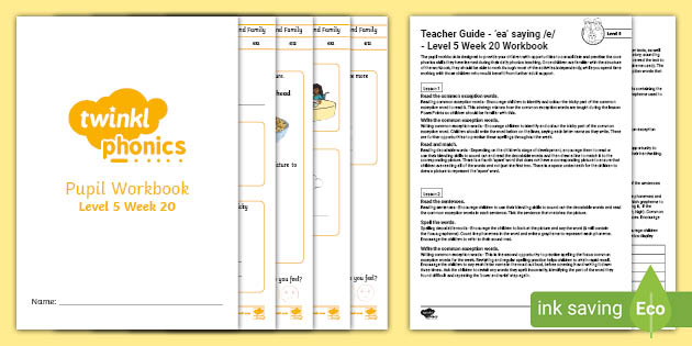 'ea' saying /e/ Level 5 Week 20 Phonics Workbook – Resource
