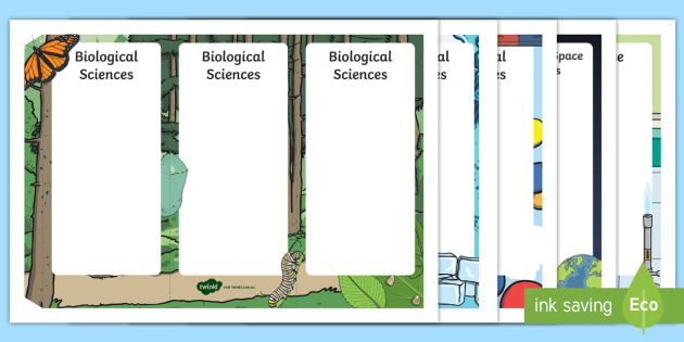 Science-Themed Standing Targets Table Signs (teacher made)