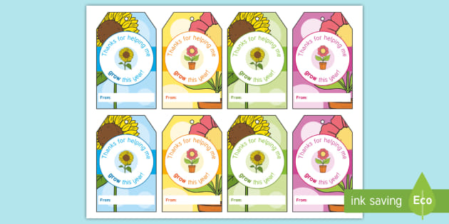 Teacher Appreciation Potted Plant Gift Tags | Twinkl USA