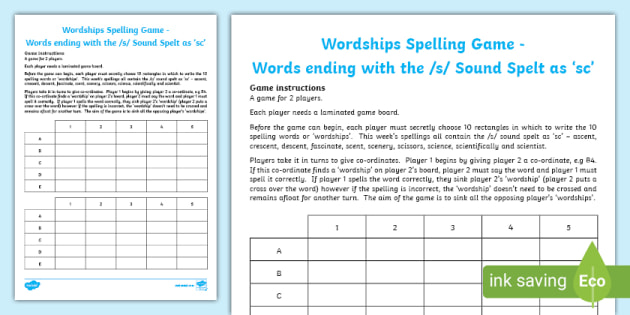 Wordships Words With the s Sound Spelt as sc (teacher made)