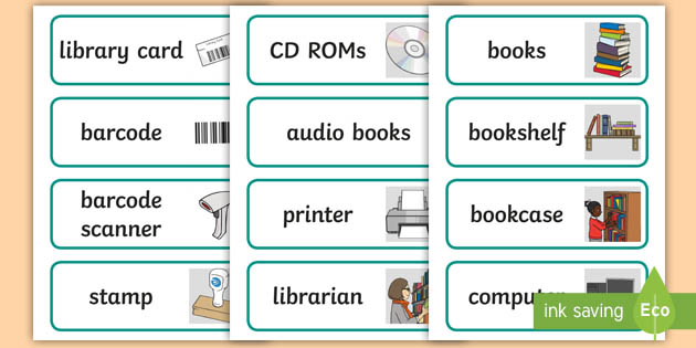 Library Role Play Word Cards (teacher made)