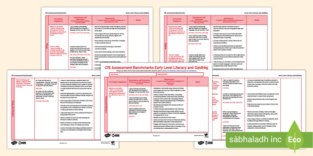 Early Level Assessment Benchmarks for Literacy and Gàidhlig