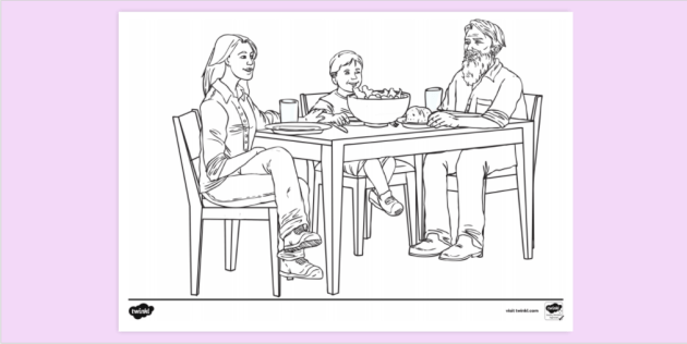 Family Meal Colouring | Colouring Sheets