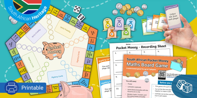 Pocket Money Board Game - South African Coins - Maths